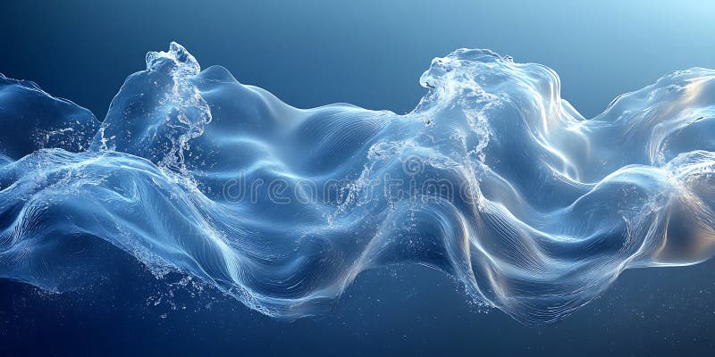 Abstract Water Waves Background in Blue Tones Artistic Fluid Simulation Digital Rendering Liquid ...