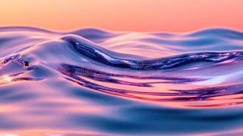 Abstract Water Waves with Pink and Purple Sunset Glow Stock ...