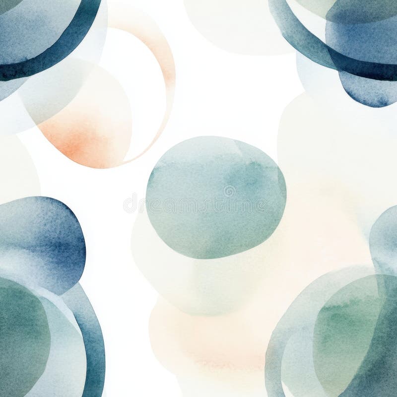 Abstract Watercolor Art with Soft Pastel Circles on White Background ...