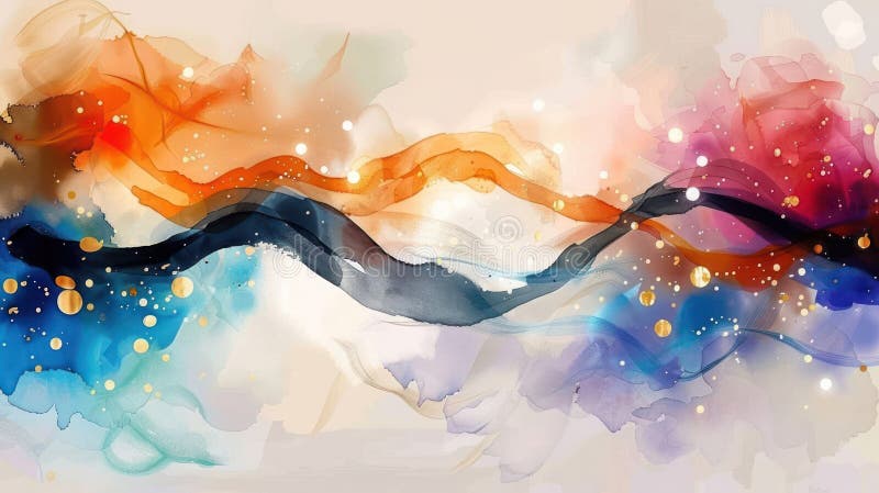 Abstract Watercolor Artwork Featuring Flowing Colors and Dynamic Lines ...