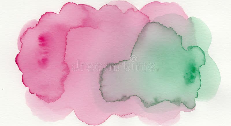 Abstract Watercolor Artwork with Overlapping Blobs of Pink and Green ...