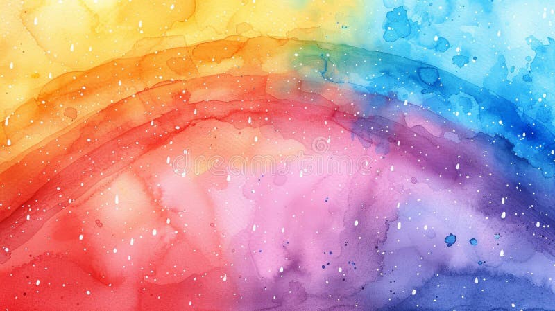 An Abstract Watercolor Backdrop of Rainbows and Raindrops, Capturing ...