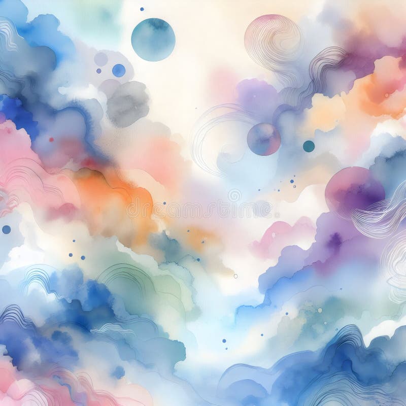 Abstract Watercolor Background with Clouds. Watercolor Illustration ...