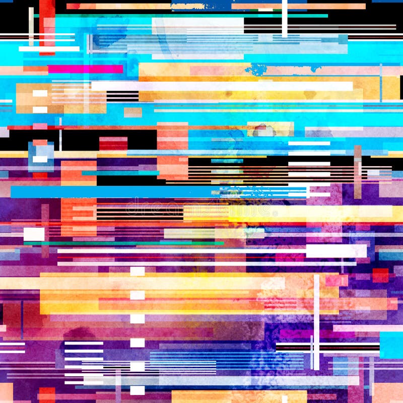 Abstract Watercolor Background with Geometric Color Objects Stock ...