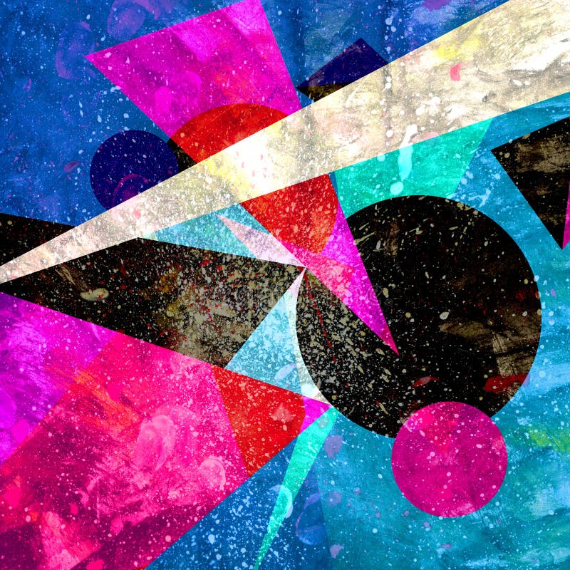 Abstract Watercolor Background with Geometric Color Objects Stock ...