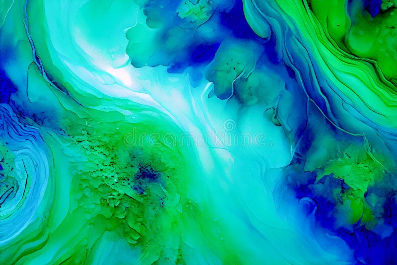 Abstract Watercolor Background from Mixing Blue and Turquoise Paint ...