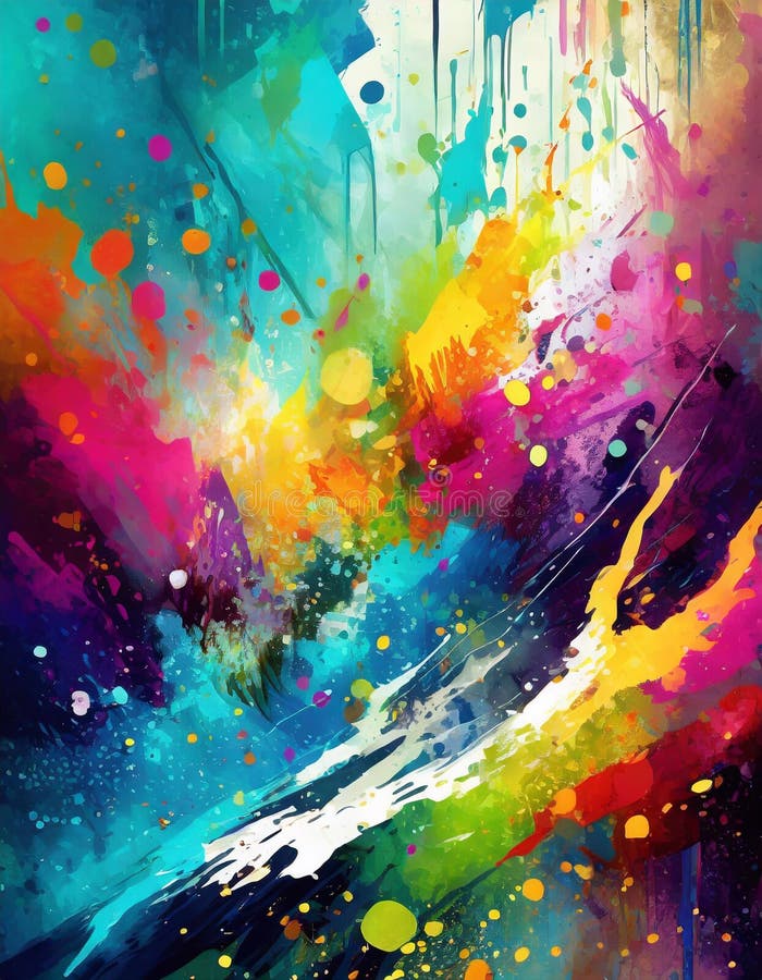Abstract Watercolor Background with Multicolored Splashes and Spots ...