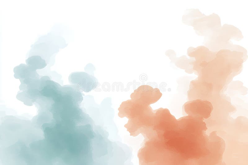 Abstract Watercolor Background Pastel Peach Blue Clouds Soft Design Stock Illustration ...