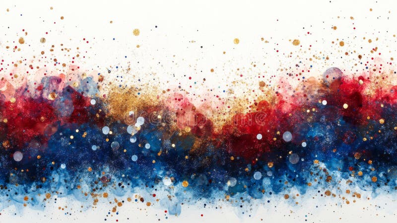 Abstract Watercolor Background with Red, Blue, and Gold Glitter Stock ...