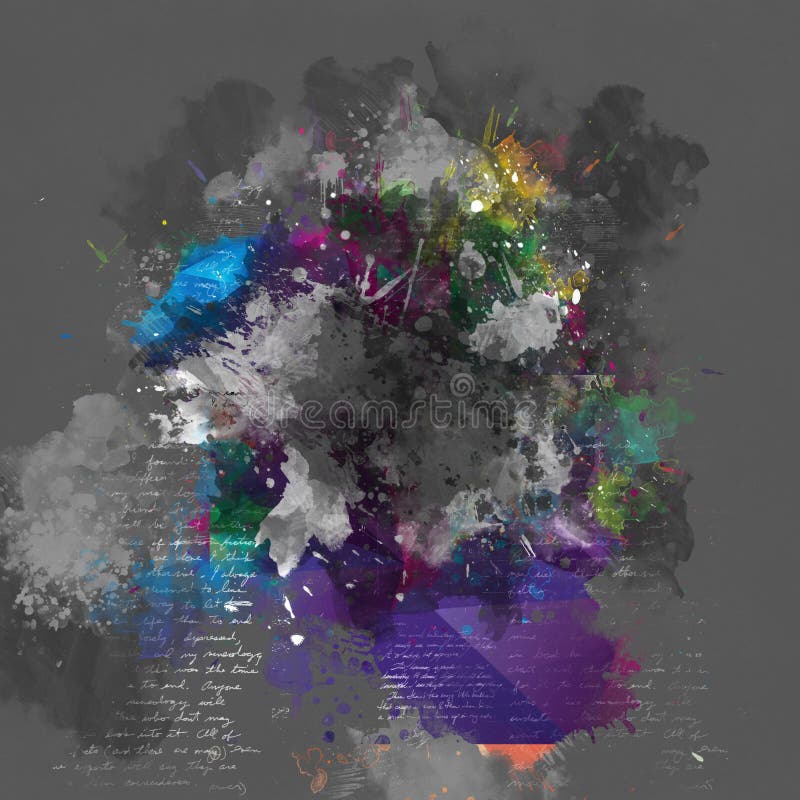 Abstract Watercolor Background with Splashes and Blots. Digital Art ...