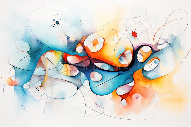 Abstract Watercolor Background with Spots and Splashes on White Paper ...