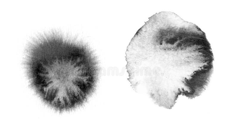 Abstract Watercolor Black Spots on White Background. Drawn Creative ...