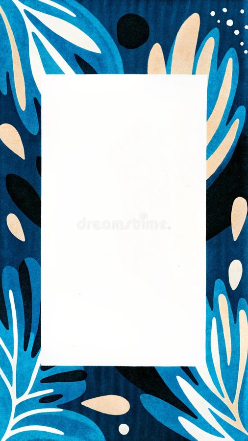 Abstract Watercolor Border with Paper Texture and Arctic Blue Palette ...