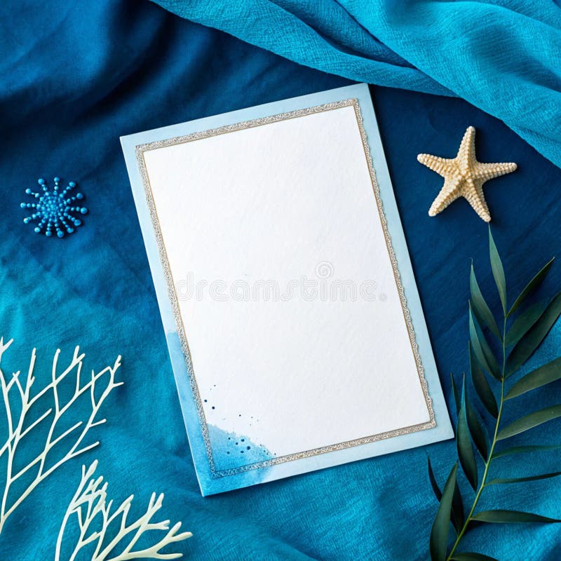 Abstract Watercolor Border with Paper Texture and Arctic Blue Palette ...