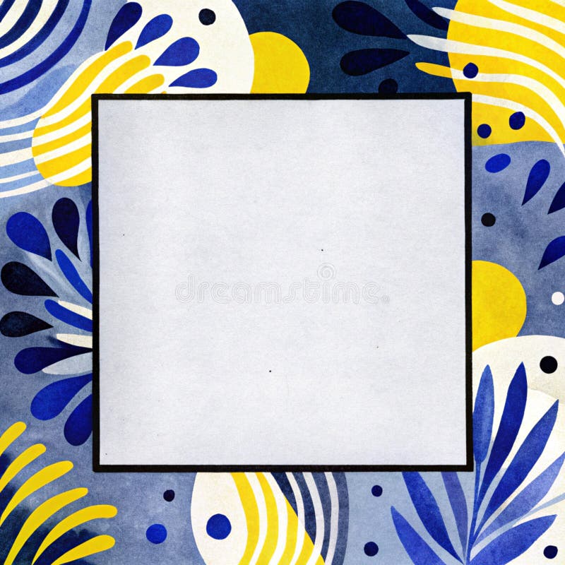 Abstract Watercolor Border with Paper Texture and Cosmic Dream Palette ...