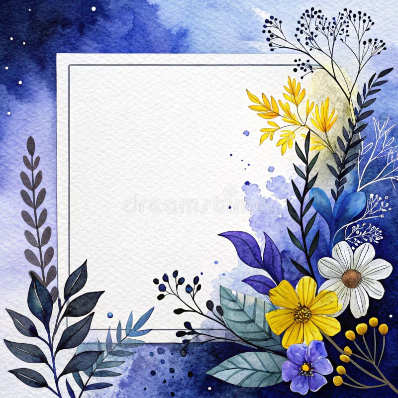 Abstract Watercolor Border with Paper Texture and Cosmic Dream Palette ...