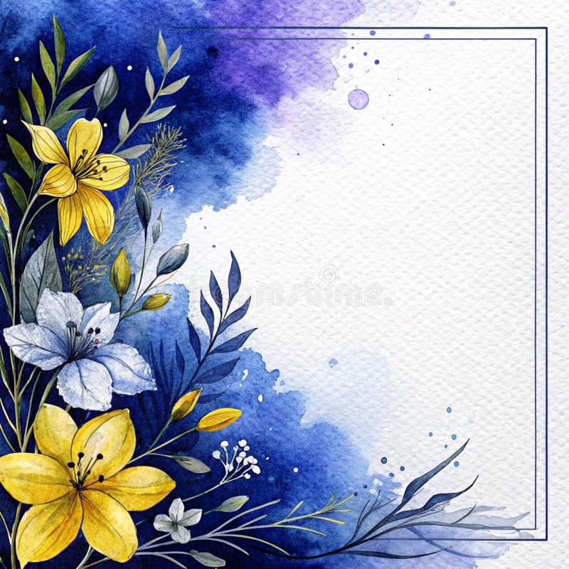 Abstract Watercolor Border with Paper Texture and Cosmic Dream Palette ...