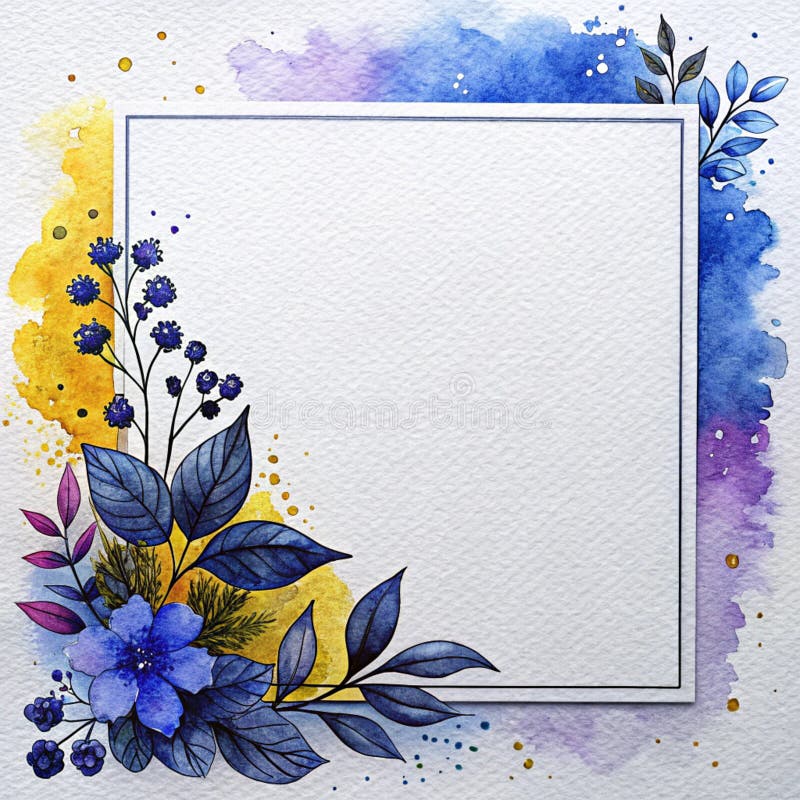 Abstract Watercolor Border with Paper Texture and Cosmic Dream Palette ...