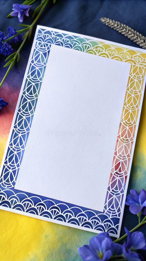 Abstract Watercolor Border with Paper Texture and Cosmic Dream Palette ...