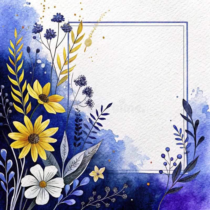 Abstract Watercolor Border with Paper Texture and Cosmic Dream Palette ...