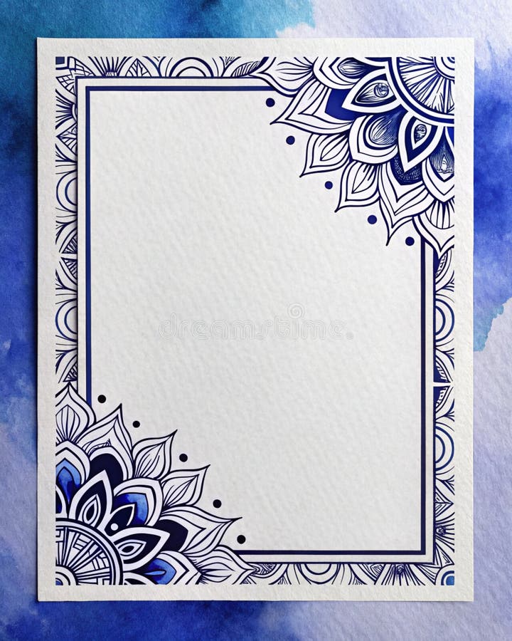 Abstract Watercolor Border with Paper Texture and Cosmic Dream Palette ...