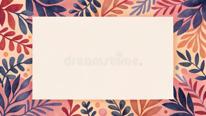 Abstract Watercolor Border with Paper Texture and Dusky Rose Palette ...