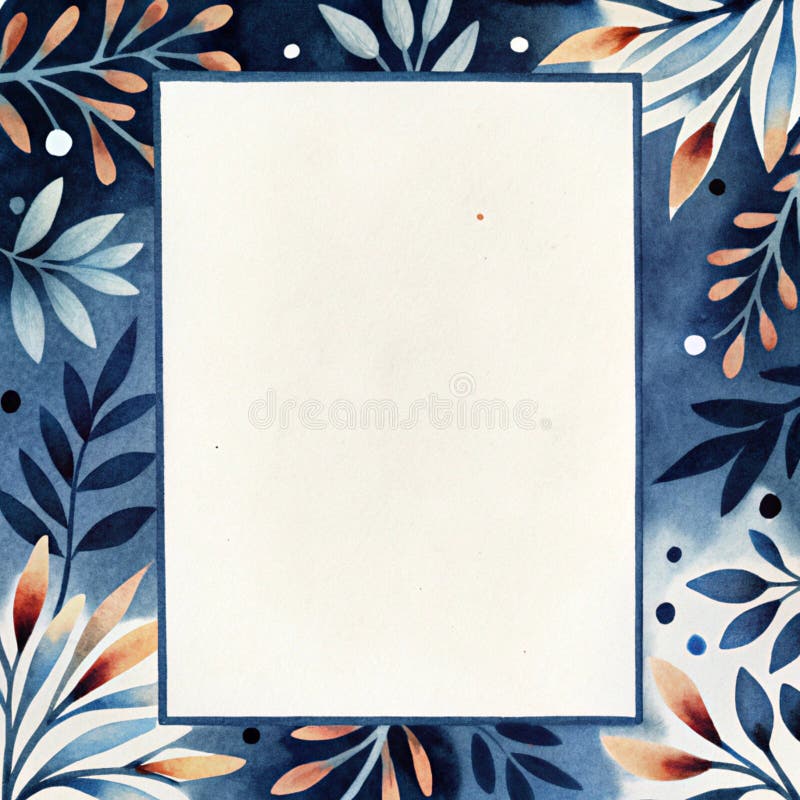 Abstract Watercolor Border with Paper Texture and Midnight Sky Palette ...