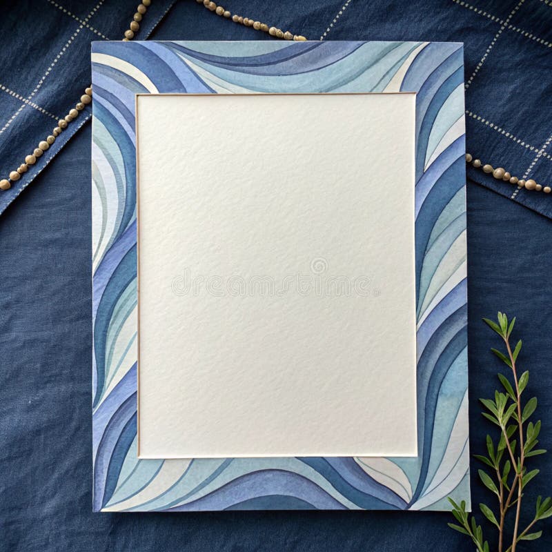 Abstract Watercolor Border with Paper Texture and Midnight Sky Palette ...