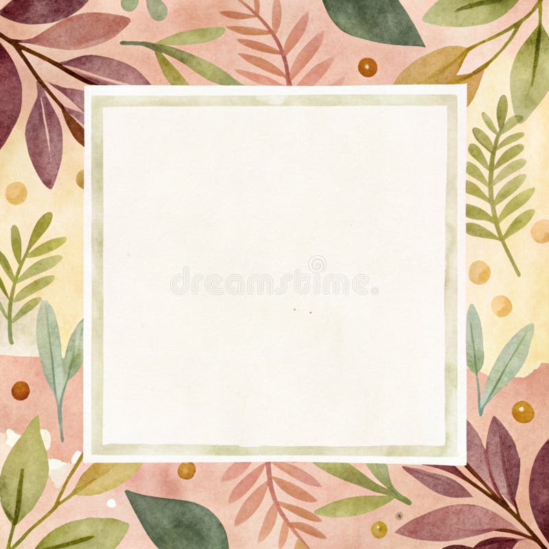 Abstract Watercolor Border with Paper Texture and Muted Elegance ...
