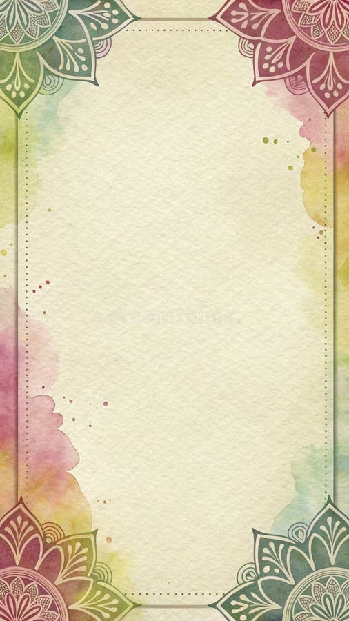 Abstract Watercolor Border with Paper Texture and Muted Elegance ...