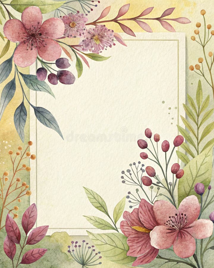 Abstract Watercolor Border with Paper Texture and Muted Elegance ...