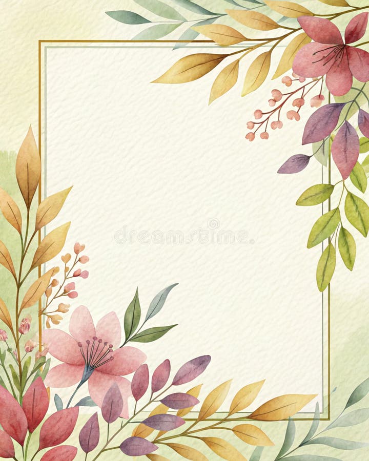 Abstract Watercolor Border with Paper Texture and Muted Elegance ...
