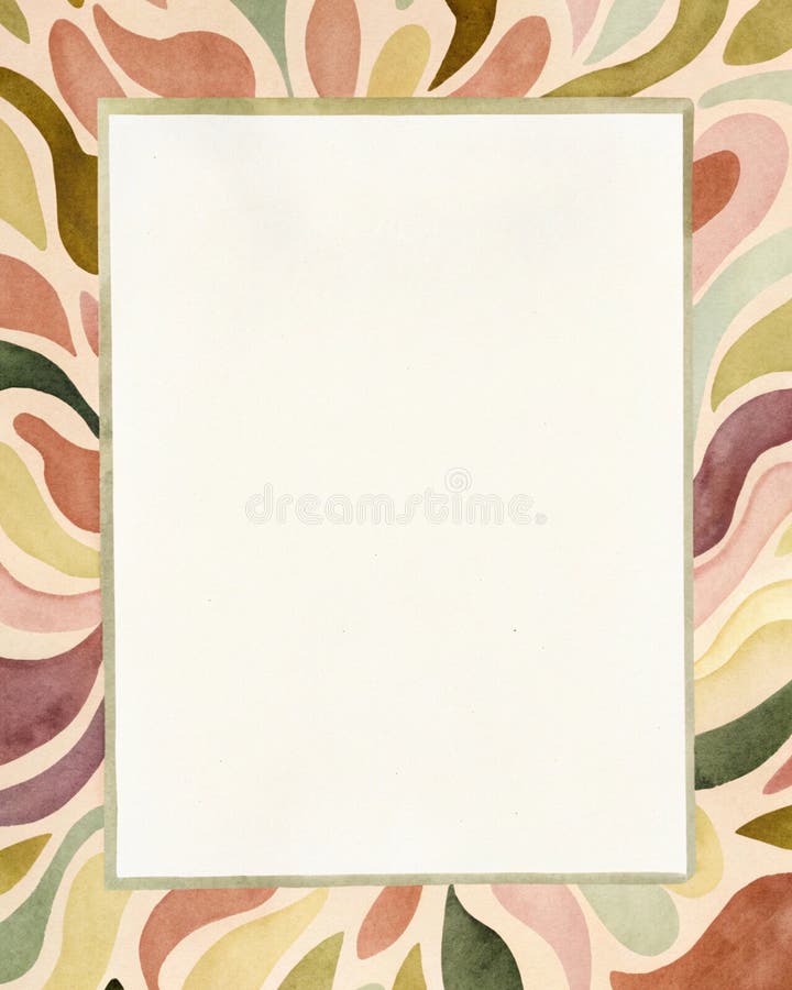 Abstract Watercolor Border with Paper Texture and Muted Elegance ...