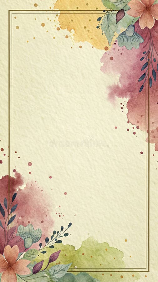 Abstract Watercolor Border with Paper Texture and Muted Elegance ...