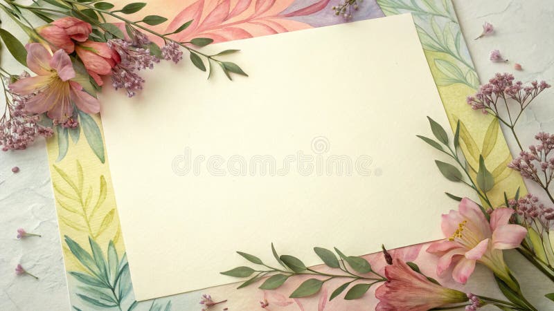 Abstract Watercolor Border with Paper Texture and Muted Elegance ...
