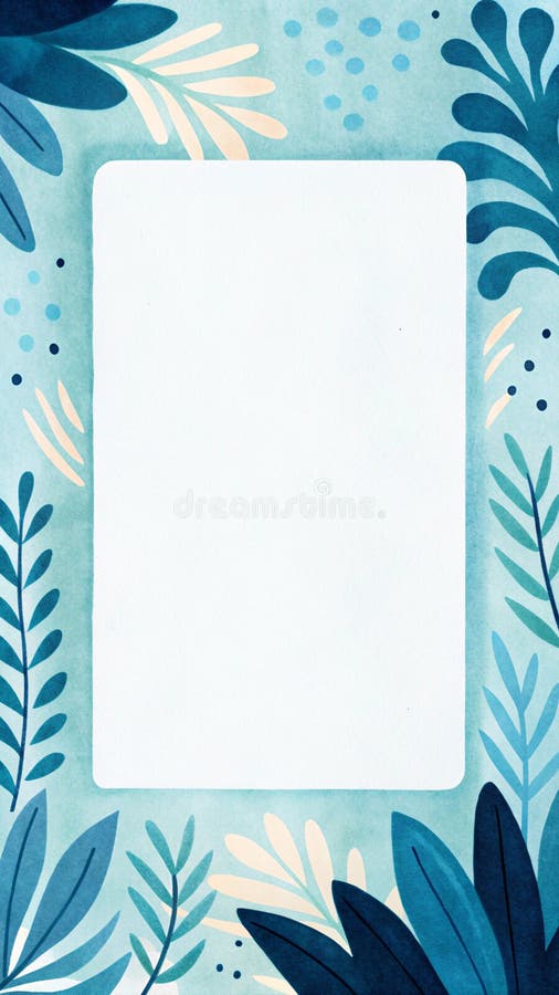 Abstract Watercolor Border with Paper Texture and Ocean Mist Palette ...