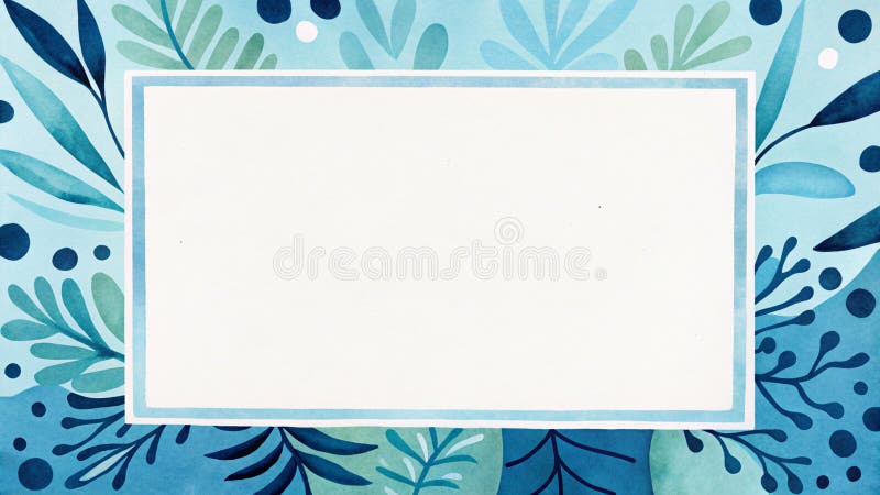 Abstract Watercolor Border with Paper Texture and Ocean Mist Palette ...