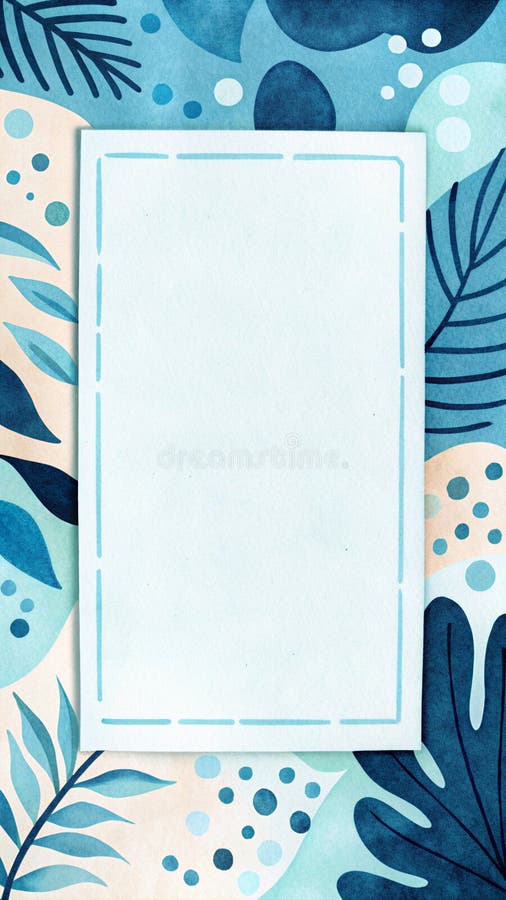 Abstract Watercolor Border with Paper Texture and Ocean Mist Palette ...