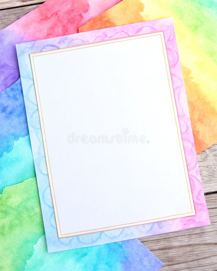 Abstract Watercolor Border with Paper Texture and Tropical Breeze ...