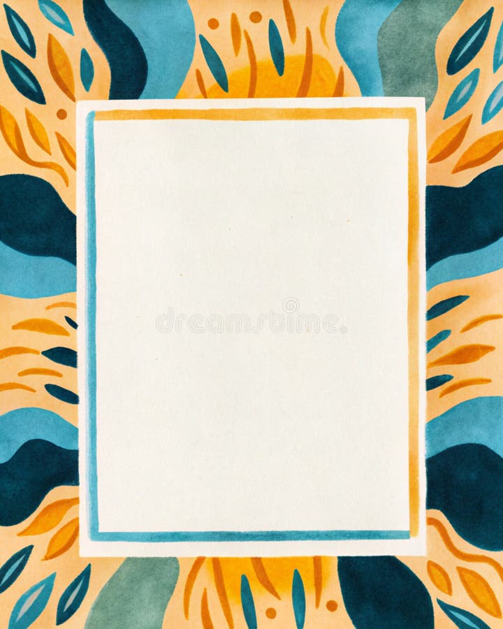 Abstract Watercolor Border with Paper Texture and Tropical Lagoon Palette Stock Image - Image of ...
