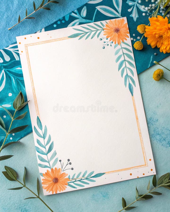 Abstract Watercolor Border with Paper Texture and Tropical Lagoon Palette Stock Image - Image of ...