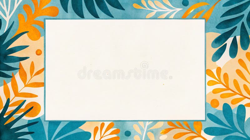 Abstract Watercolor Border with Paper Texture and Tropical Lagoon Palette Stock Image - Image of ...