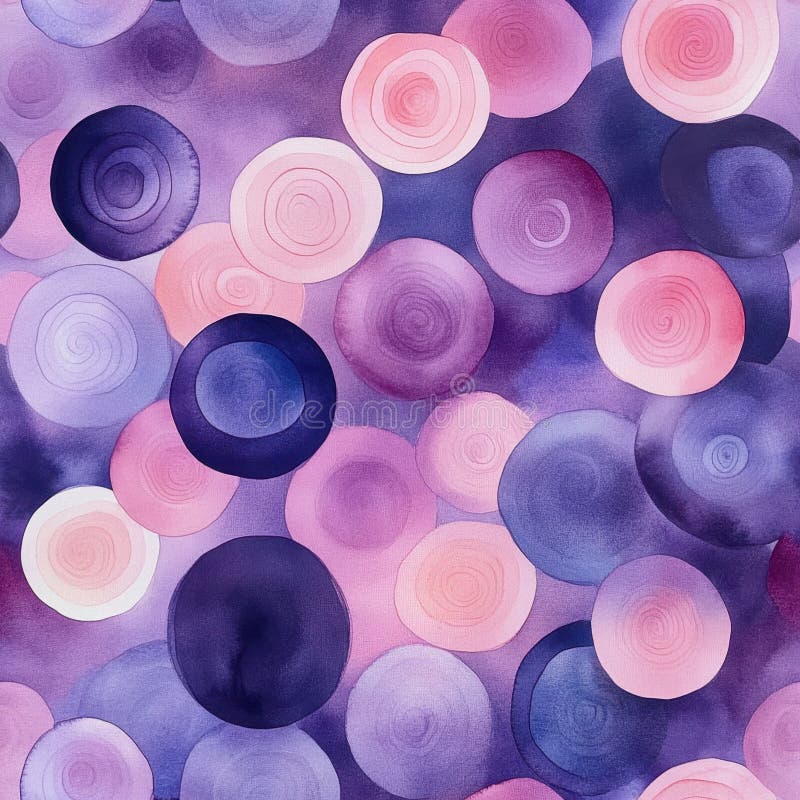 Abstract Watercolor Circles in Pink and Purple Tones. Stock Image ...