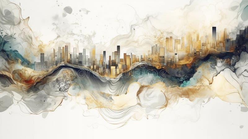 Abstract Watercolor Cityscape Background Stock Illustration ...