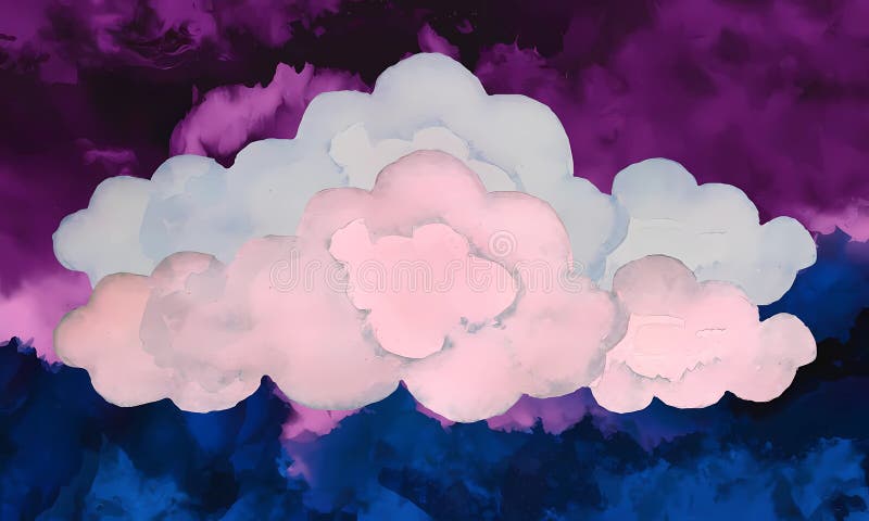 Abstract Watercolor Cloud Effect in Deep Purple and Blue Stock ...