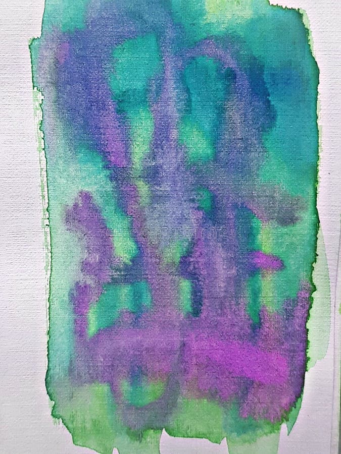 Abstract Watercolor Drawing on Wet Stock Image - Image of green ...