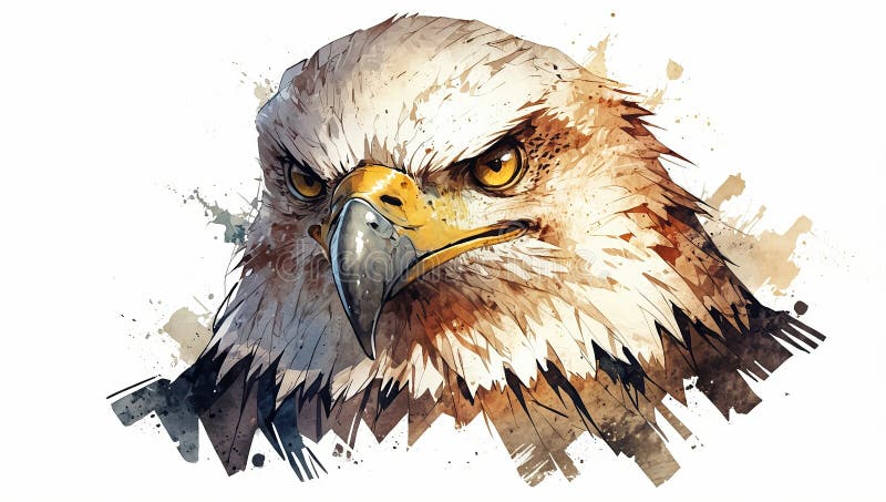 Abstract Watercolor Eagle Face Illustration. Stock Illustration ...
