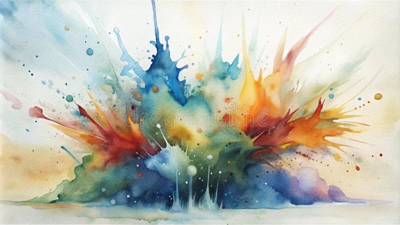 Abstract Watercolor Explosion of Color and Texture Stock Illustration ...