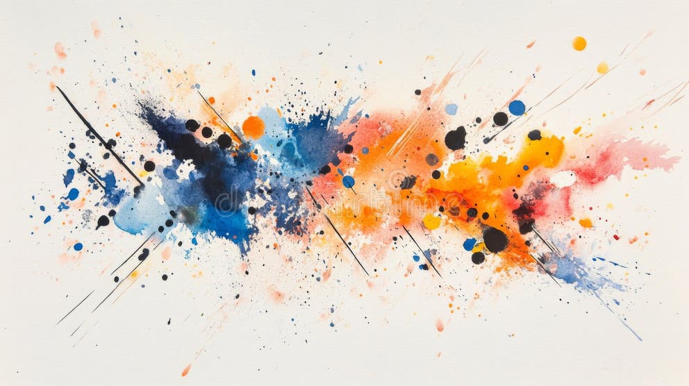 Abstract Watercolor Explosion of Colors and Lines Stock Illustration ...