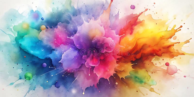 Abstract Watercolor Explosion Displaying Vibrant Colorful Paint ...